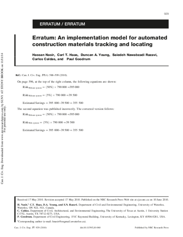 (PDF) Erratum: An implementation model for automated construction ...