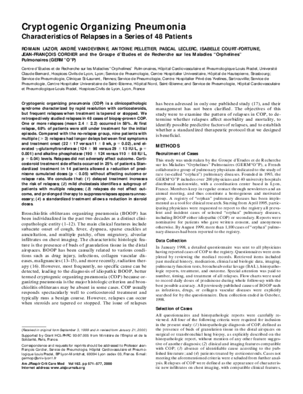(PDF) Cryptogenic Organizing Pneumonia