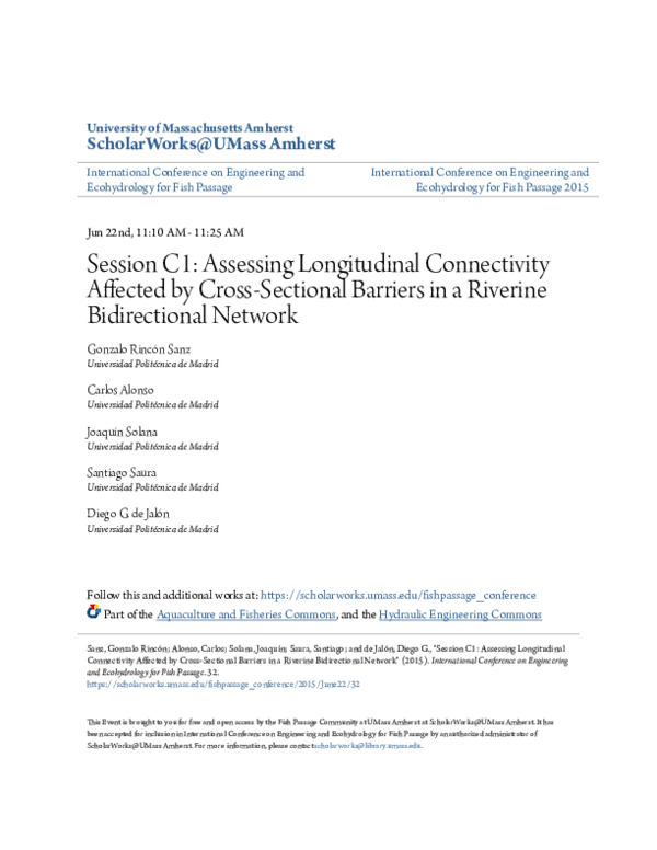 (PDF) Session C1: Assessing Longitudinal Connectivity Affected by Cross-Sectional Barriers in a ...