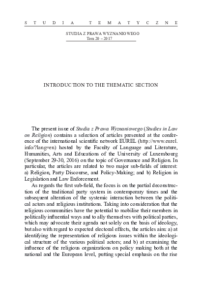 (PDF) Introduction to the Thematic Section