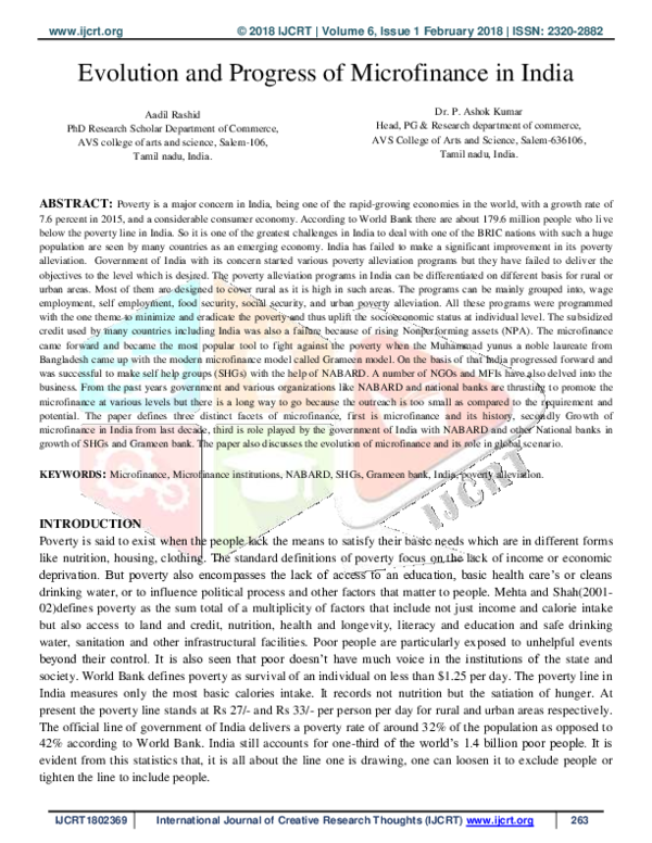 (PDF) Evolution and Progress of Microfinance in India