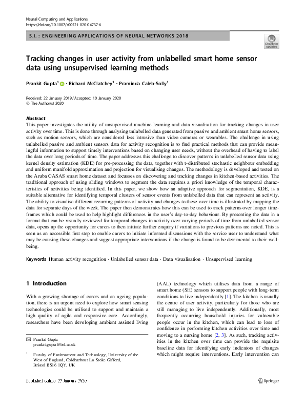 (PDF) Tracking changes in user activity from unlabelled smart home sensor data using ...