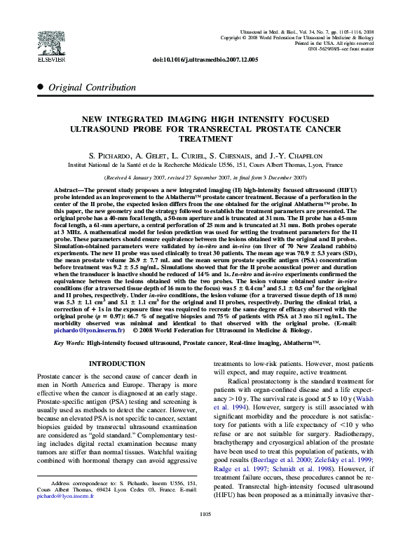 (PDF) New Integrated Imaging High Intensity Focused Ultrasound Probe ...