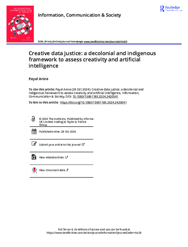 (PDF) Creative data justice: a decolonial and indigenous framework to ...