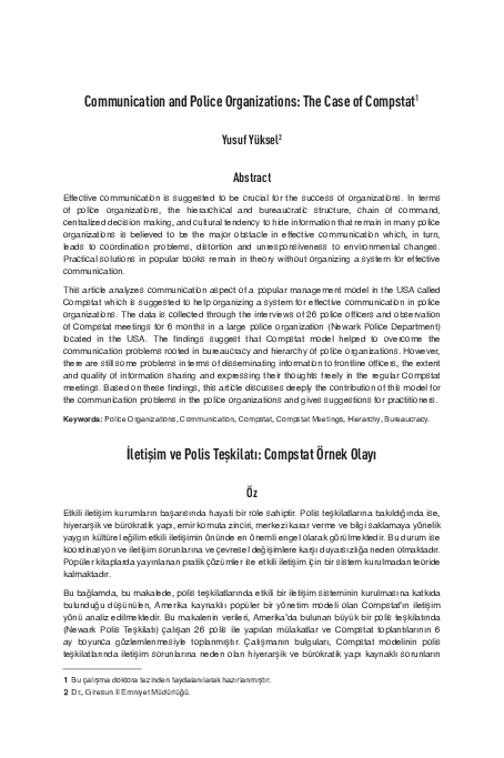 (PDF) Communication and Police Organizations: The Case of Compstat
