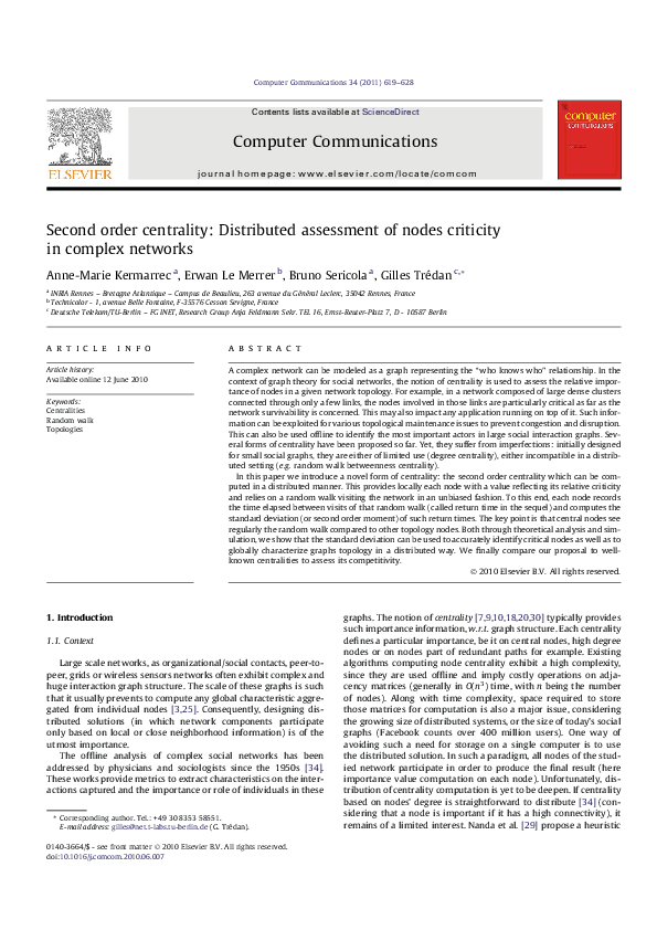 (PDF) Second order centrality: Distributed assessment of nodes ...