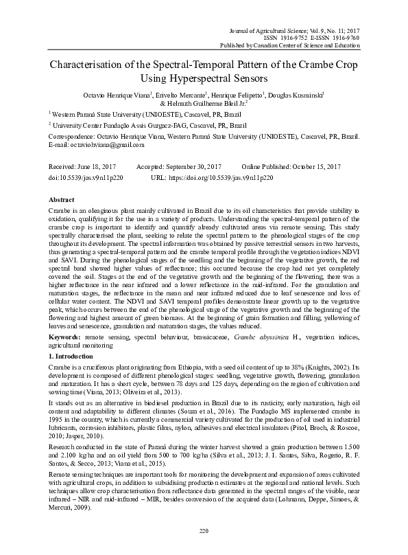 (PDF) Characterisation of the Spectral-Temporal Pattern of the Crambe ...