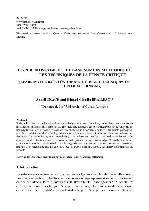 (PDF) L'Apprentissage Du Fle Base Sur Les Methodes et Les Techniques De ...