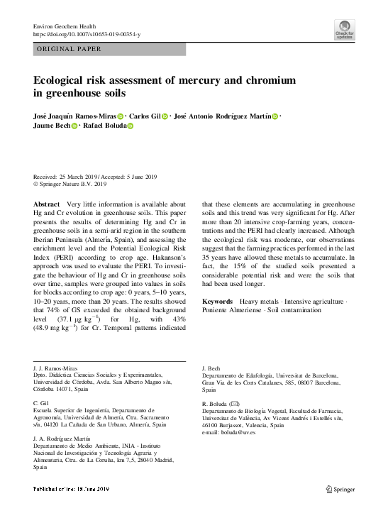 (PDF) Ecological risk assessment of mercury and chromium in greenhouse ...