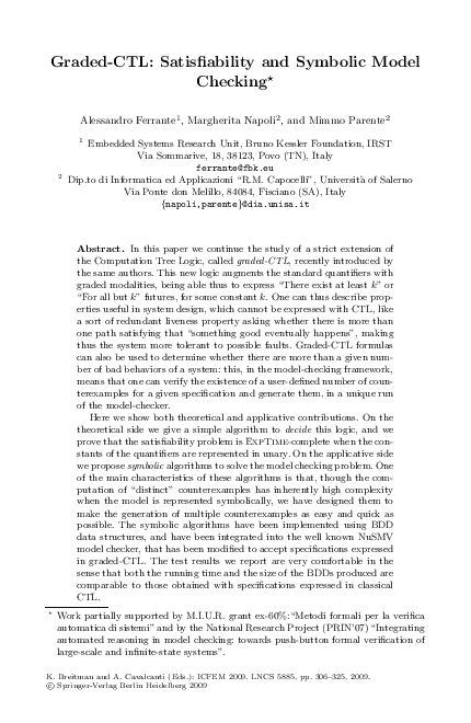 (PDF) Graded-CTL: Satisfiability and Symbolic Model Checking