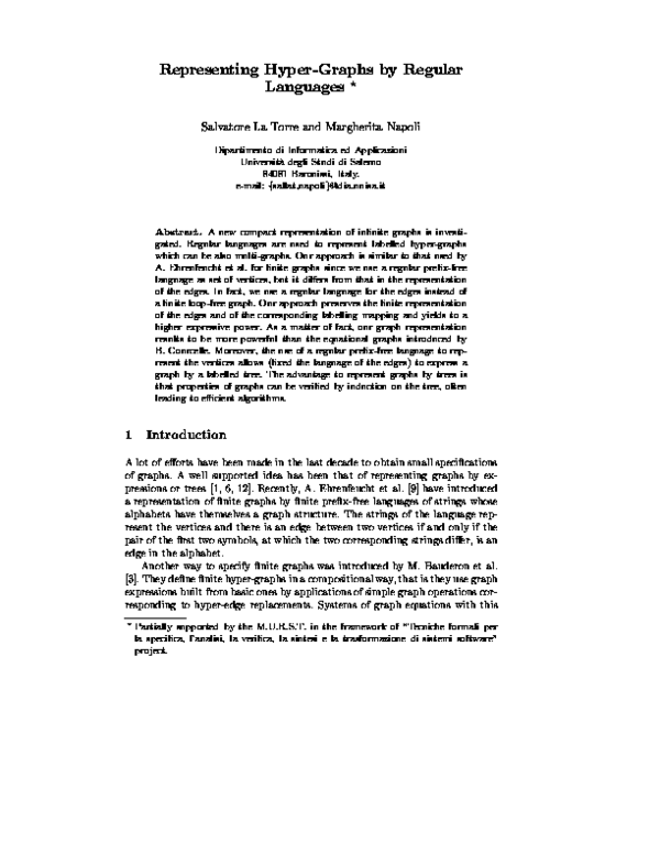 (PDF) Representing hyper-graphs by regular languages