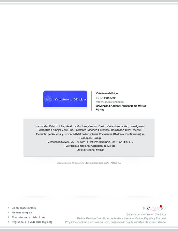(PDF) Densidad poblacional y uso del hábitat de la codorniz Moctezuma ...