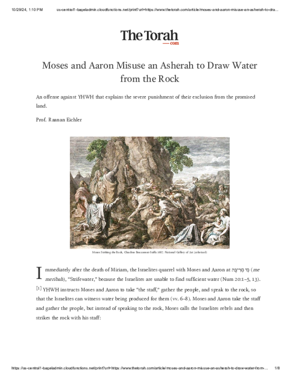 (PDF) Moses and Aaron Misuse an Asherah to Draw Water from the Rock