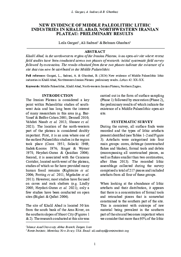 (PDF) New evidence of Middle Paleolithic lithic industries in Khalil ...