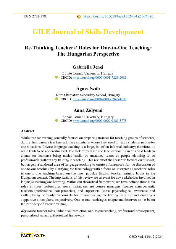 (PDF) GILE Journal of Skills Development Re-Thinking Teachers' Roles ...