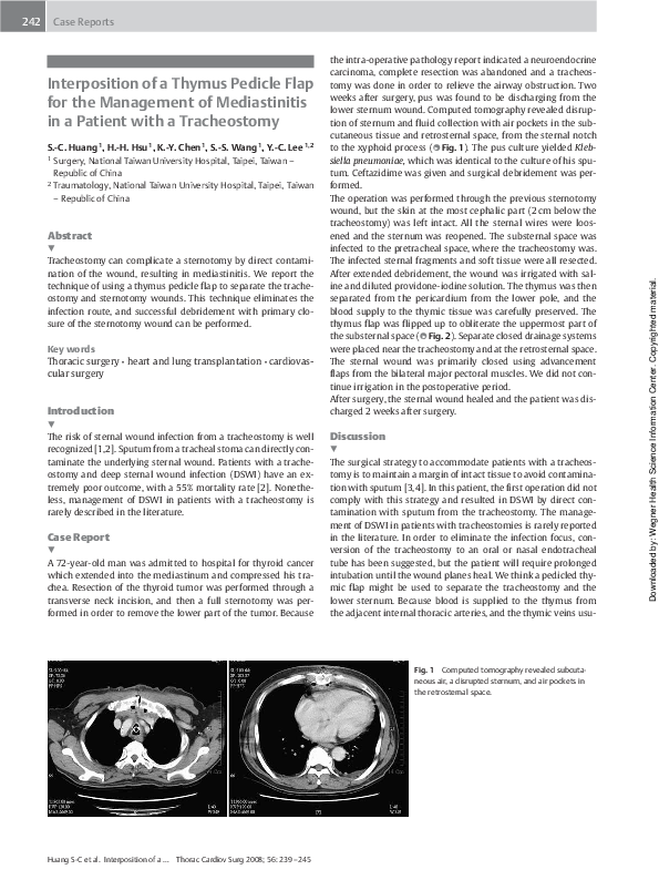 (PDF) Interposition of a Thymus Pedicle Flap for the Management of ...