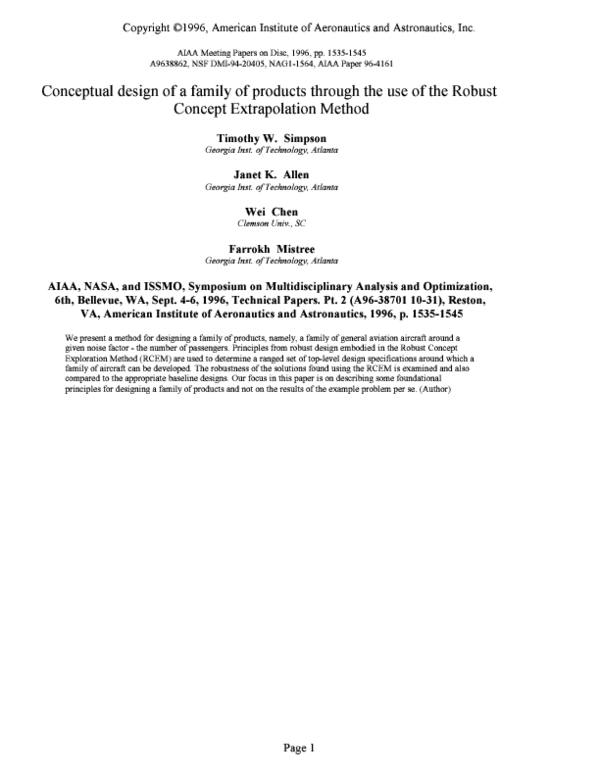 (PDF) Conceptual design of a family of products through the use of the Robust Concept ...