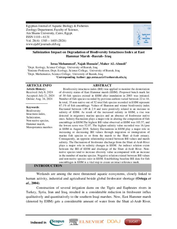 (PDF) Salinization Impact on Degradation of Biodiversity Intactness ...
