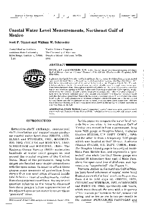 (PDF) Coastal water level measurements, northeast Gulf of Mexico