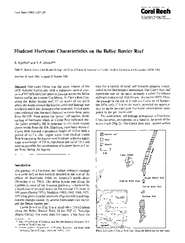 (PDF) Hindcast hurricane characteristics on the Belize barrier reef ...