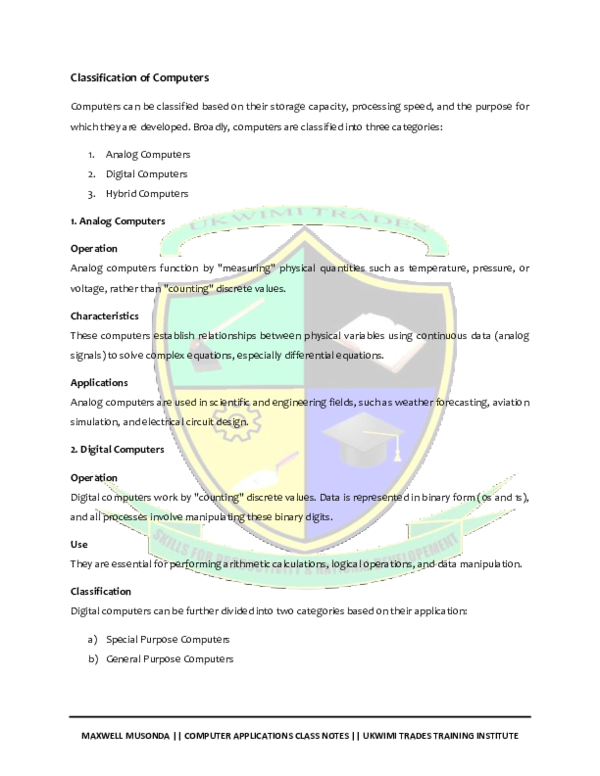 (PDF) Classification of Computers