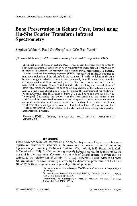 (PDF) Bone Preservation in Kebara Cave, Israel using On-Site Fourier ...