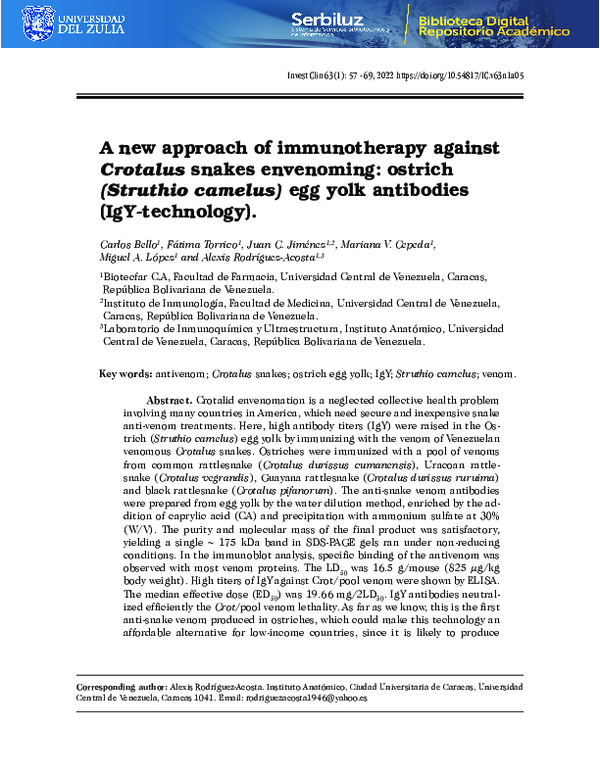 (PDF) A new approach of immunotherapy against Crotalus snakes ...