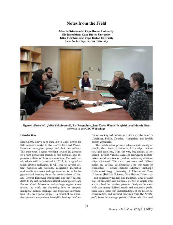 (PDF) Notes from the Field