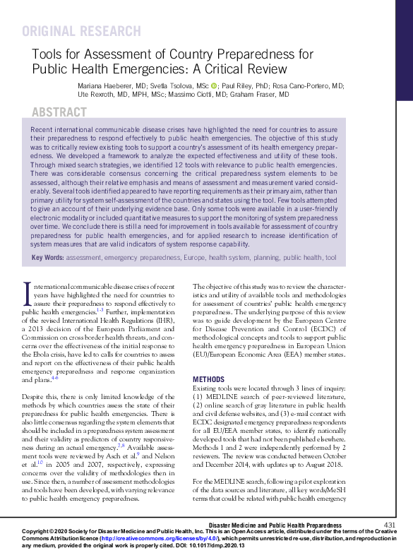 (PDF) Tools for Assessment of Country Preparedness for Public Health ...