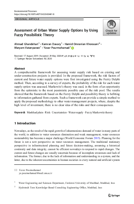 (PDF) Assessment of Urban Water Supply Options by Using Fuzzy ...