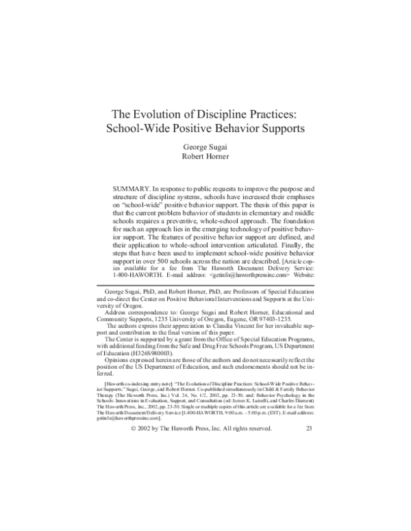 (PDF) The Evolution of Discipline Practices: School-Wide Positive ...