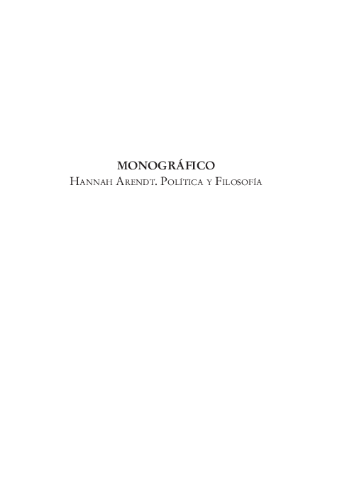 (PDF) Presentación de Hannah Arendt. Política y Filosofía. Número ...