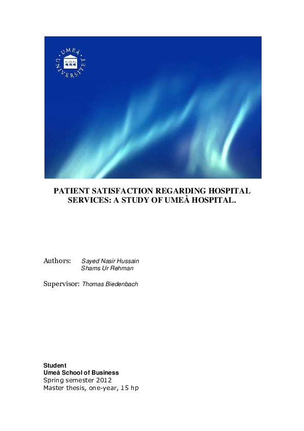 (PDF) Patient Satisfaction Regarding Hospital Services : A study of ...