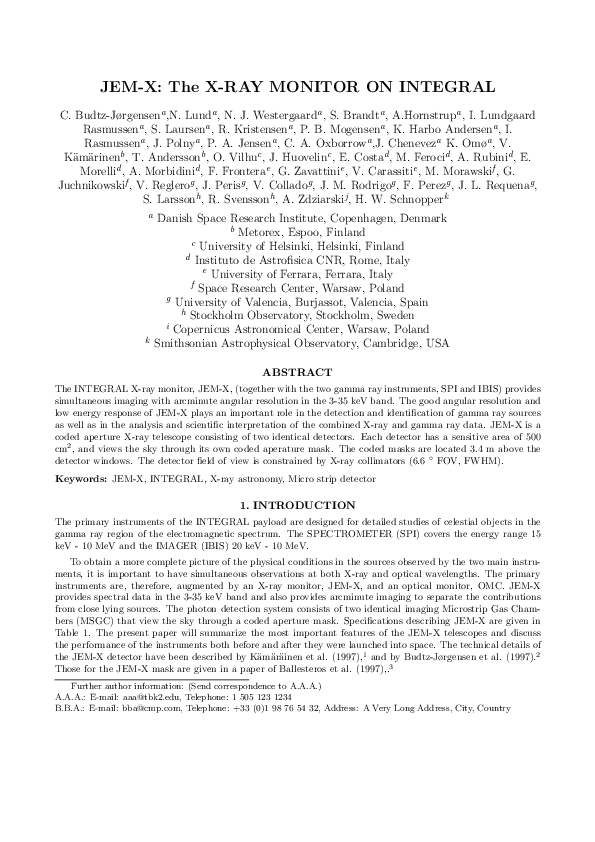 (PDF) JEM-X: X-ray Monitor on INTEGRAL for Gamma Ray Detection