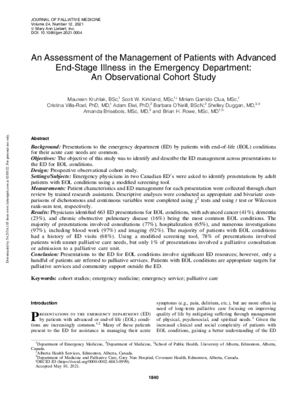 (PDF) An Assessment of the Management of Patients with Advanced End ...