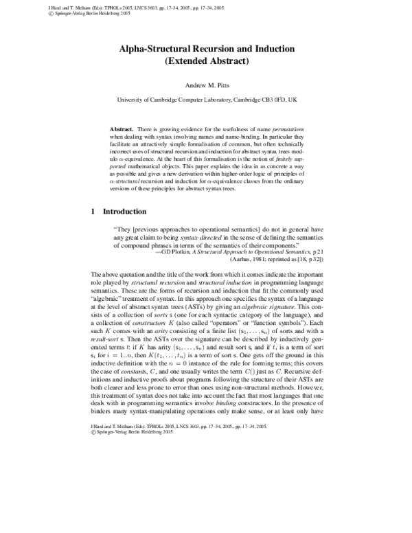 (PDF) Alpha-Structural Recursion and Induction (Extended Abstract)