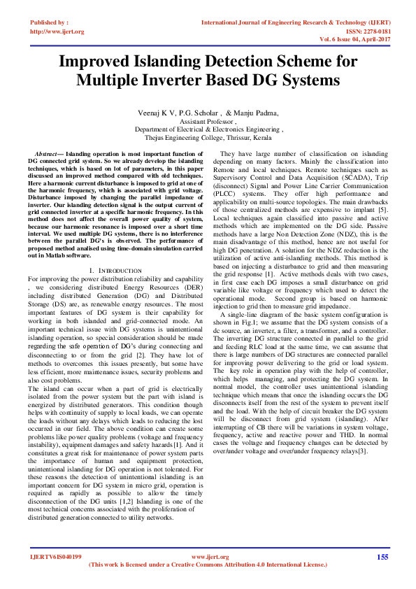 (PDF) Improved Islanding Detection Scheme for Multiple Inverter Based ...