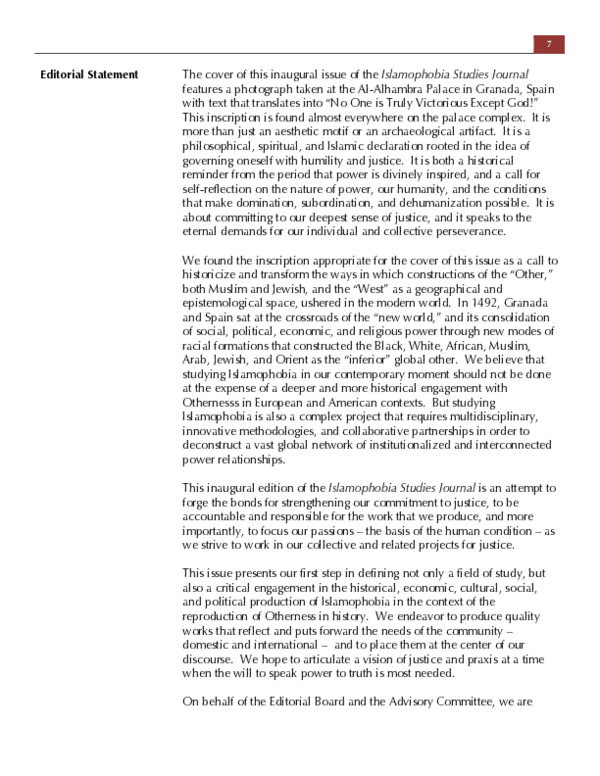 (PDF) Editorial Statement