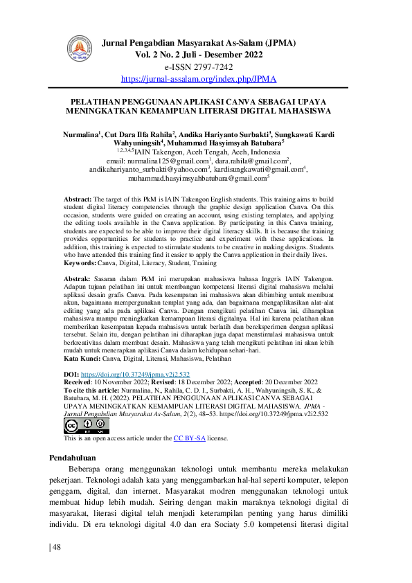 (PDF) Pelatihan Penggunaan Aplikasi Canva Sebagai Upaya Meningkatkan Kemampuan Literasi Digital ...