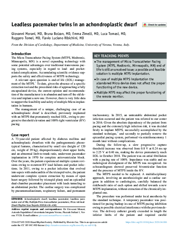 (PDF) The Leadless Pacemaker Twins in achondroplastic dwarf