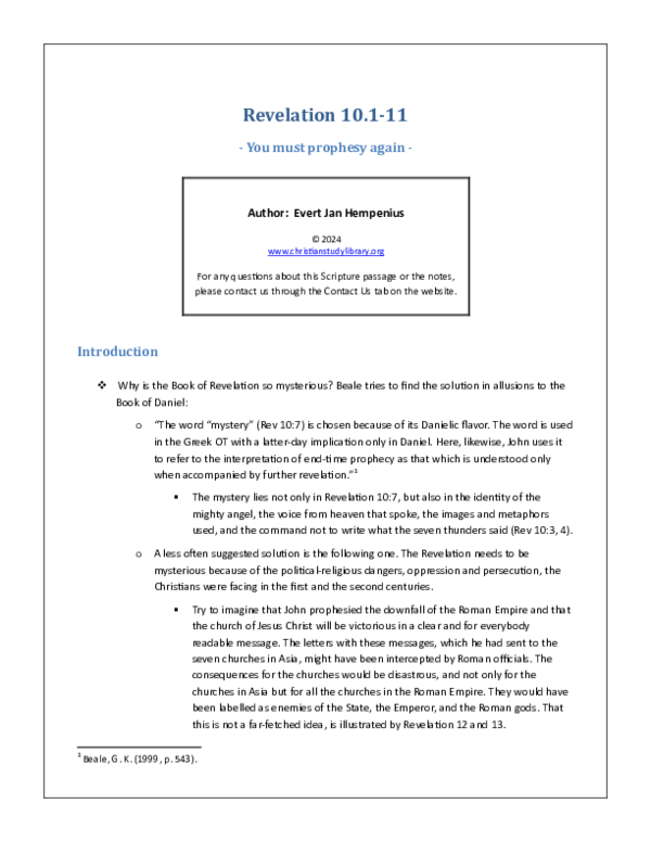 (PDF) Exegetical Study Revelation 10 1 11