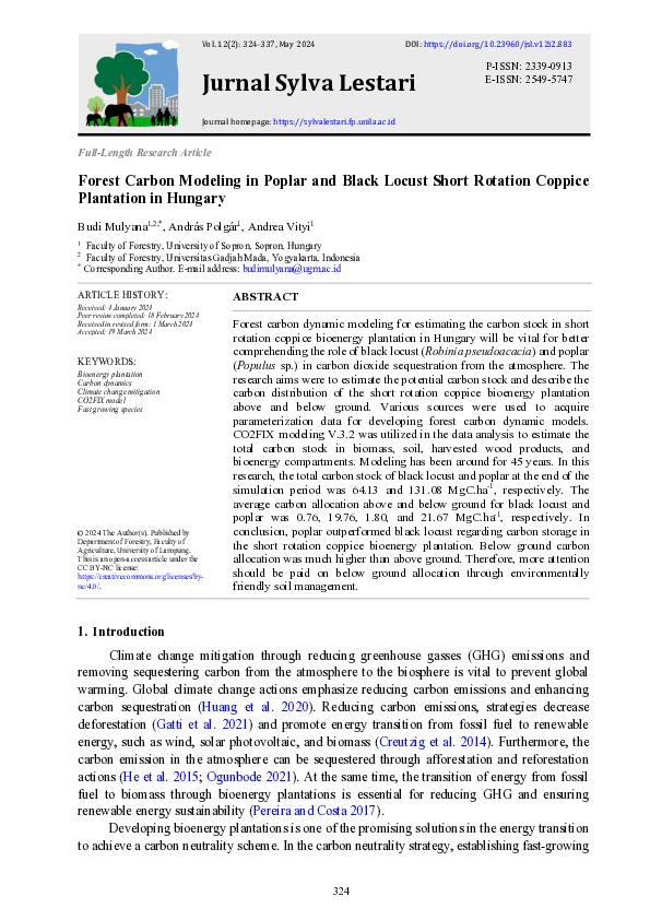 (PDF) Forest Carbon Modeling in Poplar and Black Locust Short Rotation ...
