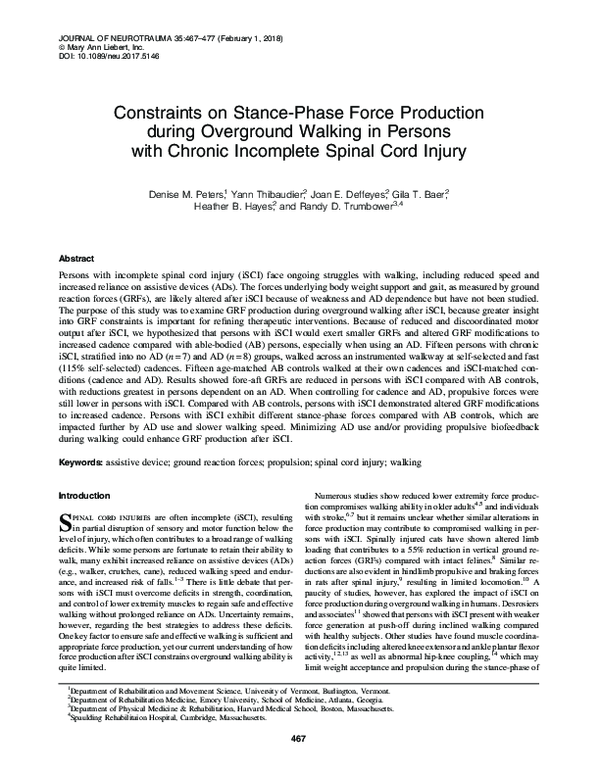 (PDF) Constraints on Stance-Phase Force Production during Overground ...
