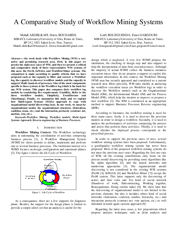 (PDF) A comparative study of Workflow Mining systems