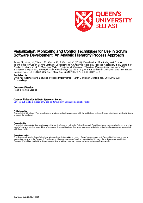 (PDF) Visualization, Monitoring and Control Techniques for Use in Scrum Software Development: An ...