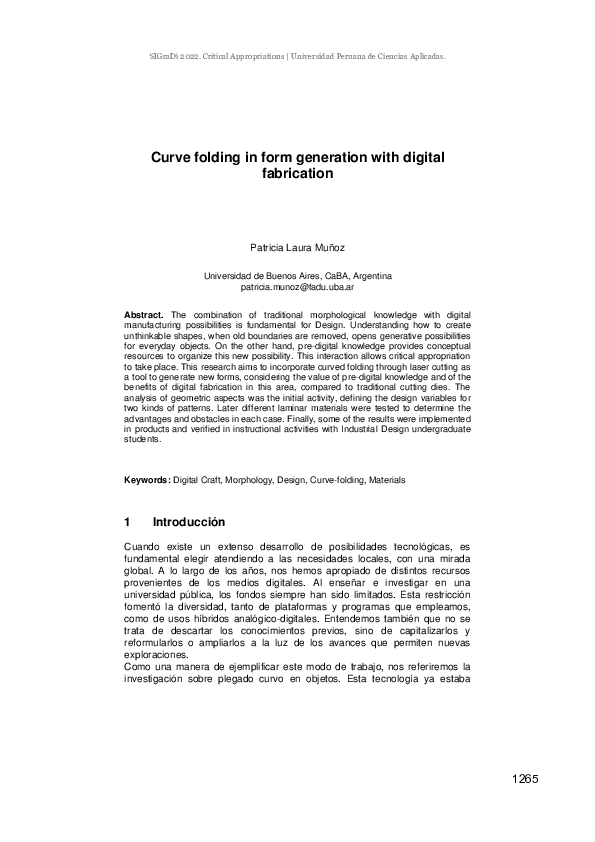 (PDF) Curve folding in form generation with digital fabrication