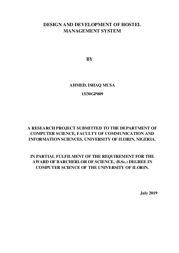 (PDF) DESIGN AND DEVELOPMENT OF HOSTEL MANAGEMENT SYSTEM