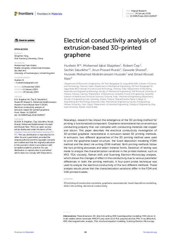 (PDF) Electrical conductivity analysis of extrusion-based 3D-printed ...