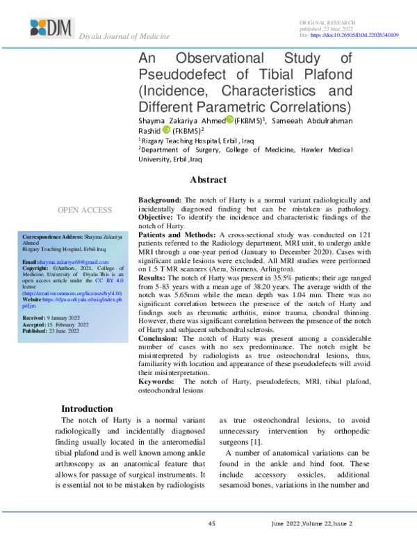 (PDF) An Observational Study of Pseudodefect of Tibial Plafond ...