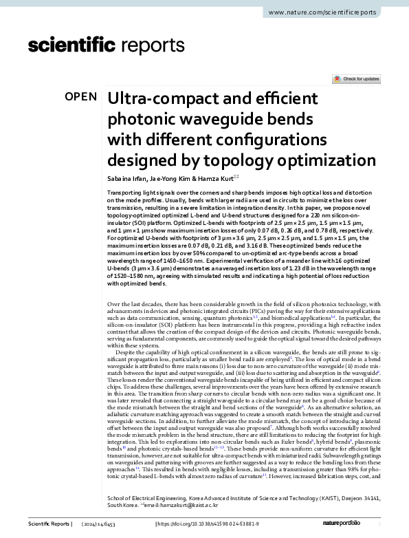(PDF) Ultra-compact and efficient photonic waveguide bends with ... (PDF) Ultra-compact and efficient photonic waveguide bends with ...